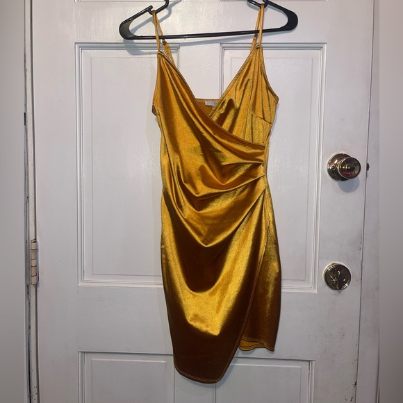 iris | Dresses | Iris Satin Gold Mini Dress | Poshmark
